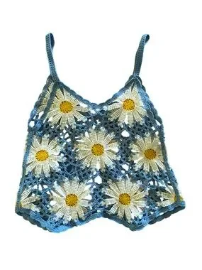 Tops | Crochet Crop Top Boho Festival Hippie Shirt Daisy Bohemian Cami ...